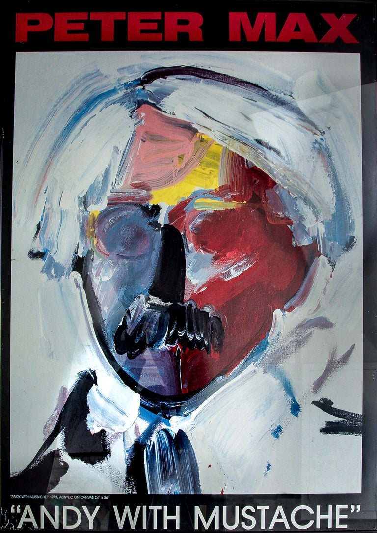 "Andy With Mustache" Framed Serigraph/Poster For Sale at 1stDibs