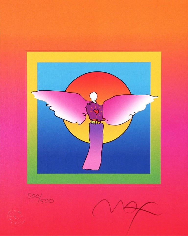 Peter Max - Angel with Heart on Blends, Peter Max For Sale at 1stDibs