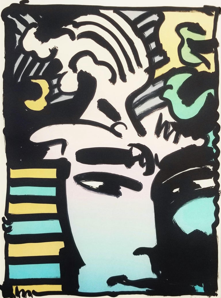 Aztec Man /// Peter Max Portrait Pop Art Colorful Fantasy Lithograph ...