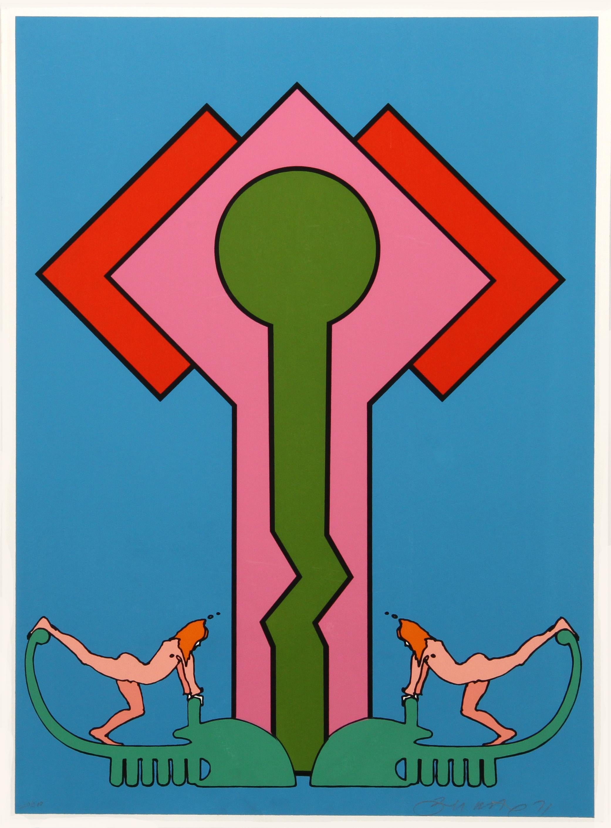 Peter Max - Angel and Flowers, Etching by Peter Max at 1stDibs