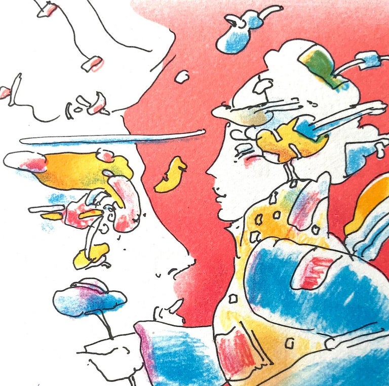 Peter Max - COSMIC HOLIDAY Hand Drawn Lithograph, Pop Art Portrait ...