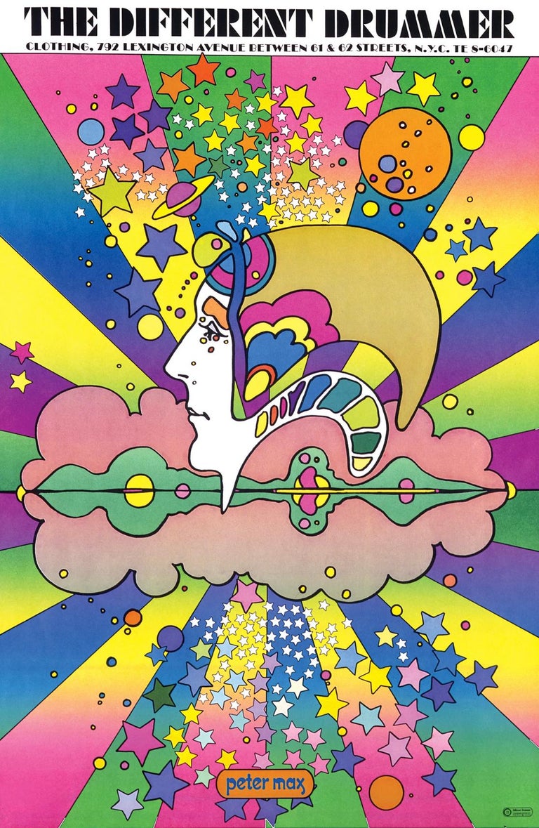 Peter Max - Different Drummer, Signed Original 1968 Vintage Offset ...