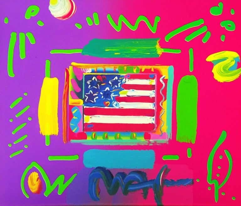 Peter Max - FLAG (OVERPAINT) For Sale at 1stDibs