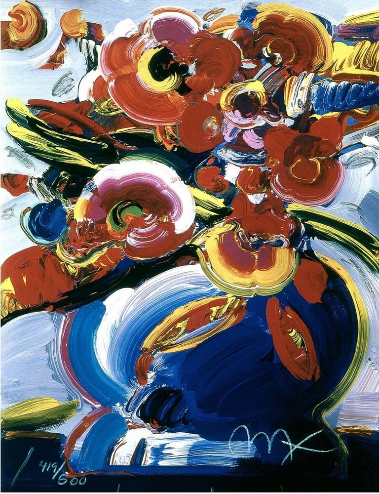 Peter Max - Flowers In Blue Vase III, Peter Max, SIGNÉE en vente sur ...