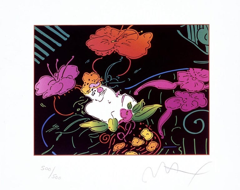 Peter Max - Lady With Floating Flowers, Peter Max For Sale at 1stDibs