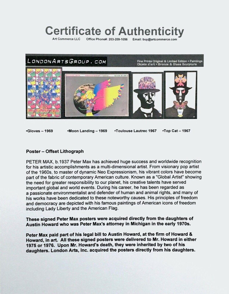 Peter Max - Moon Landing, Signed Original 1969 Vintage Offset ...