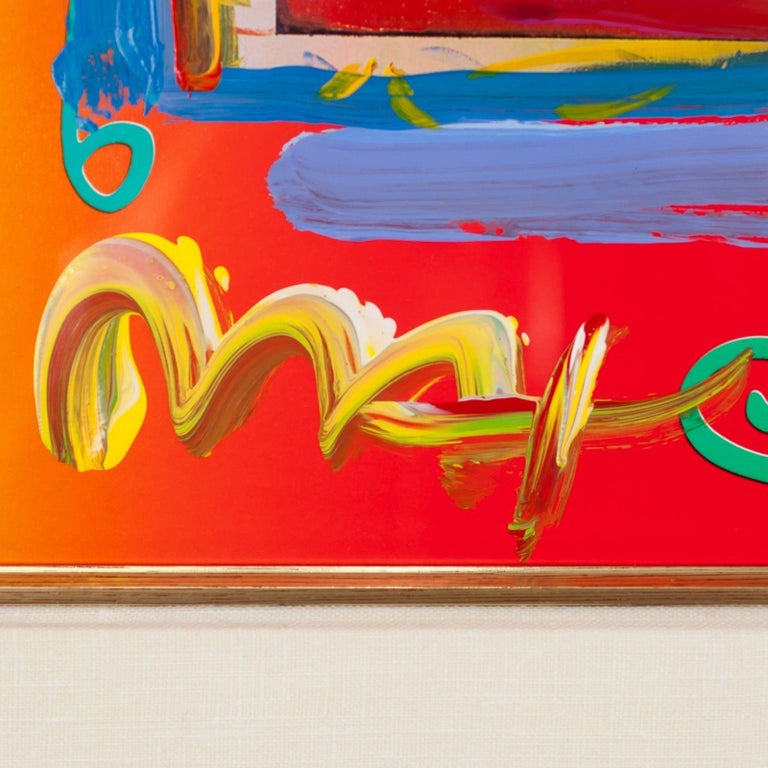 Peter Max - Peter Max "Flag with Heart" Acrylic Overpaint Lithograph ...