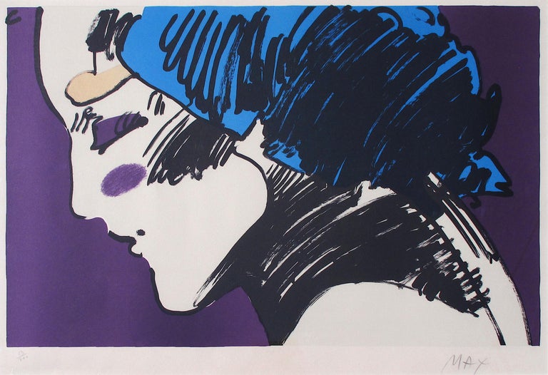 Peter Max - Profile of a Lady - Woman's Face For Sale at 1stDibs