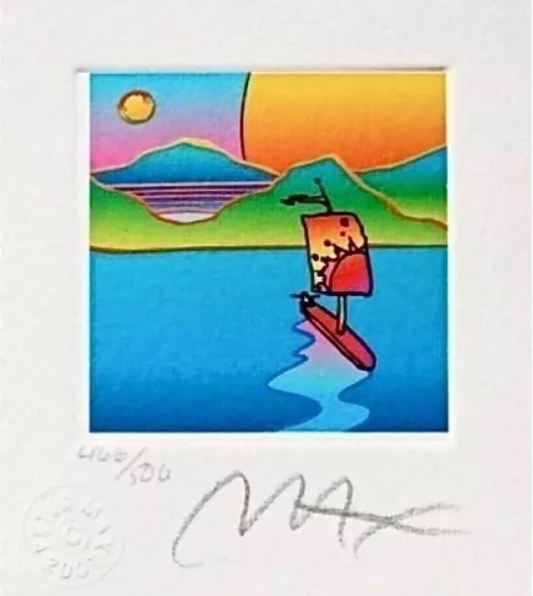 Peter Max - Sailing Boat with Sun and Moon, Peter Max For Sale at 1stDibs