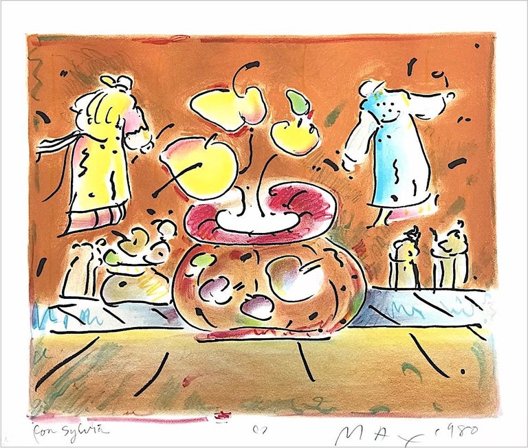 Peter Max - VASE IN ROOM II Signed Lithograph, Pop Art Interior, Brown ...