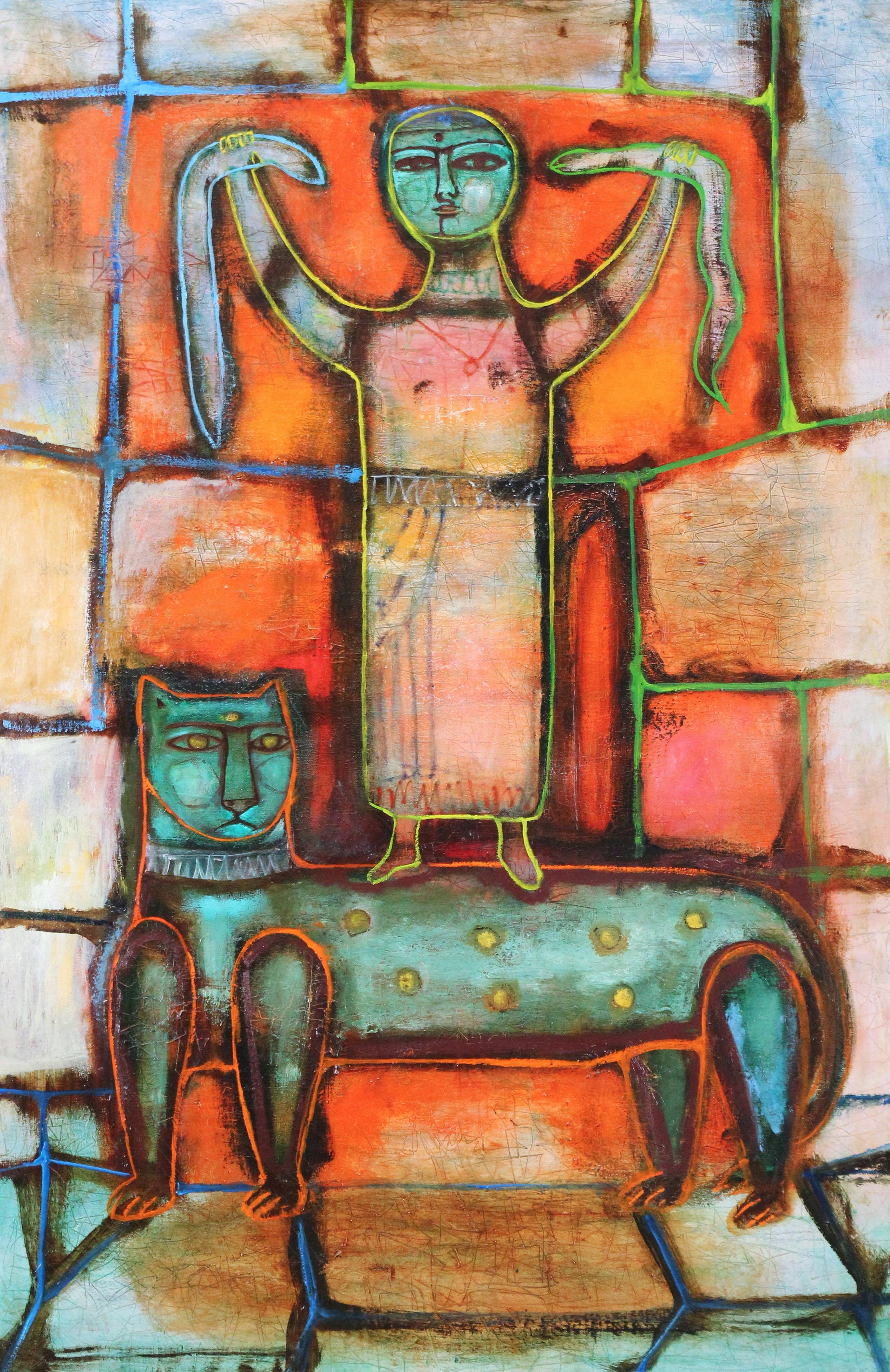 Stephen Basso - mr. c and gladys, bright colorful man and dog For Sale ...