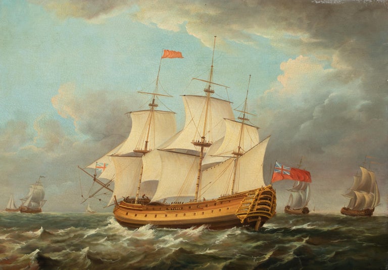 Vice-Admiral Of The Red Squadron Off The Coast, Fleet In The Distance ...