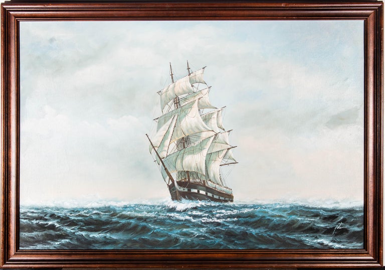 Peter - Peter - Large 20th Century Oil, Frigate at 1stDibs