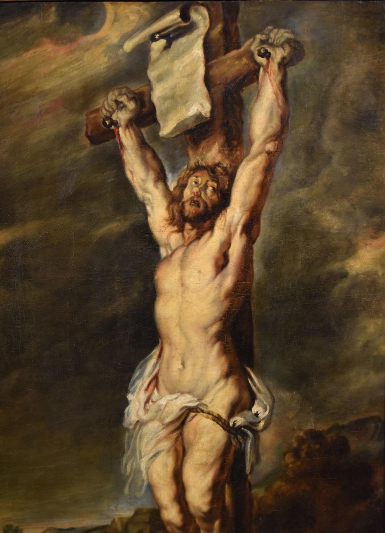 Christ Crucified Rubens Paint Oil on canvas Old master 17th Century Religious For Sale at 1stDibs