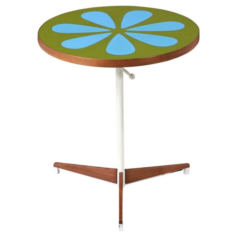 Peter Pepper Products Adjustable Tripod Walnut and Resin Side Table For ...