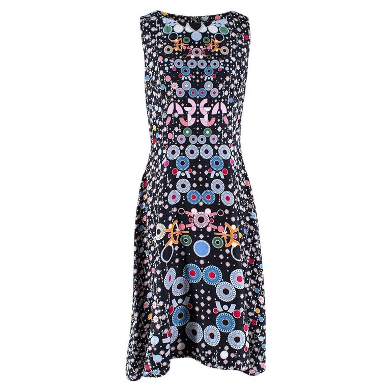 Peter Pilotto Black Floral Print Sleeveless Dress - Size US 10 For Sale ...