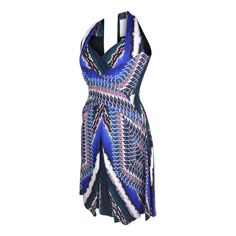 Peter Pilotto Dress Vivid Print Halter Style Beautiful Details 6 New w ...