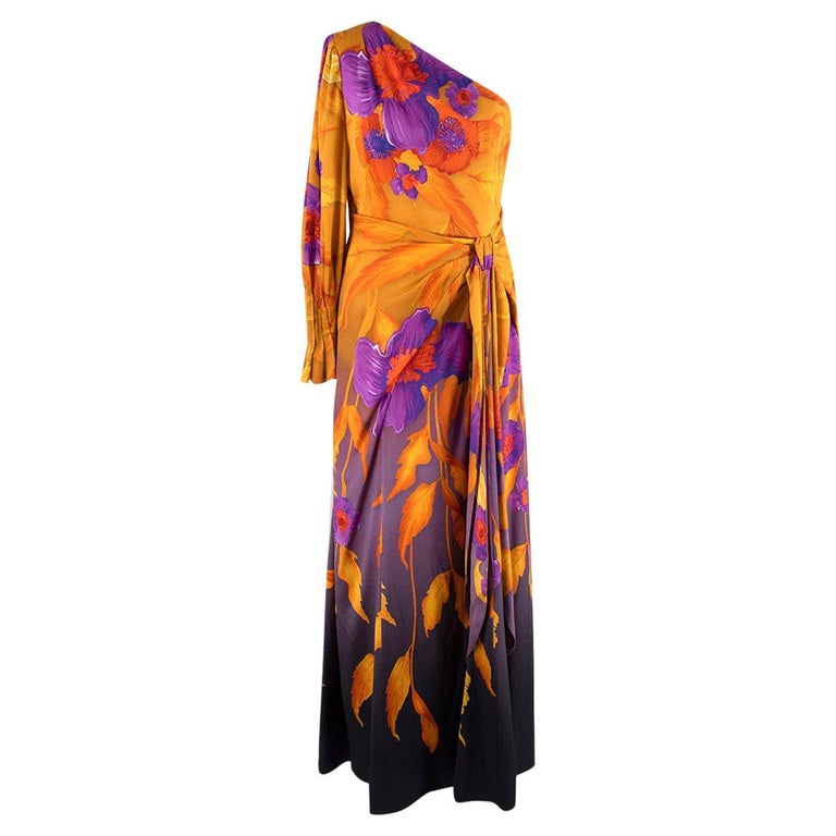 Peter Pilotto One-Shoulder Floral-Print Silk Blend Maxi Dress - US 8 ...
