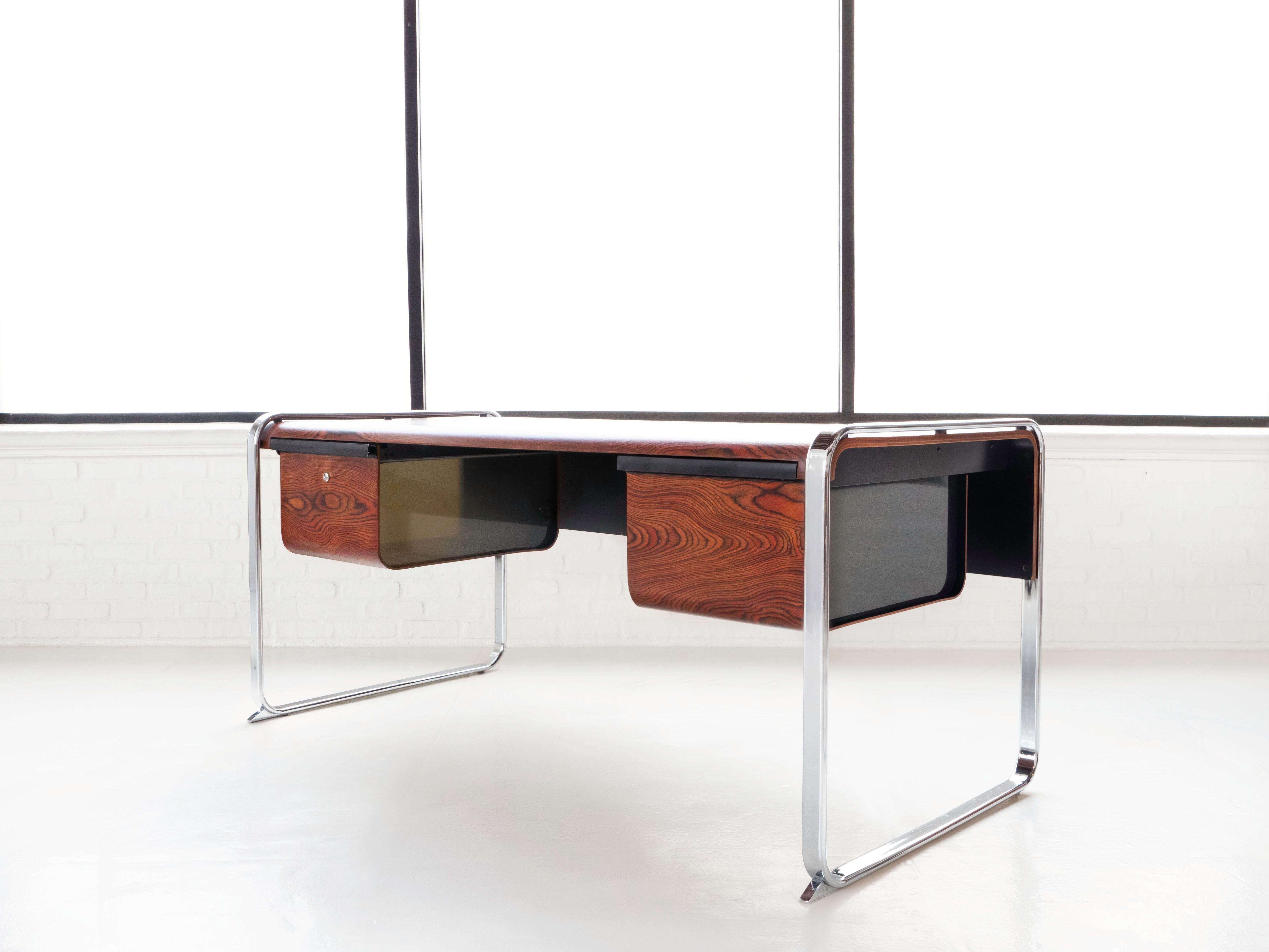 Peter Protzman Desk for Herman Miller in Zebra Wood and Chrome, Circa ...
