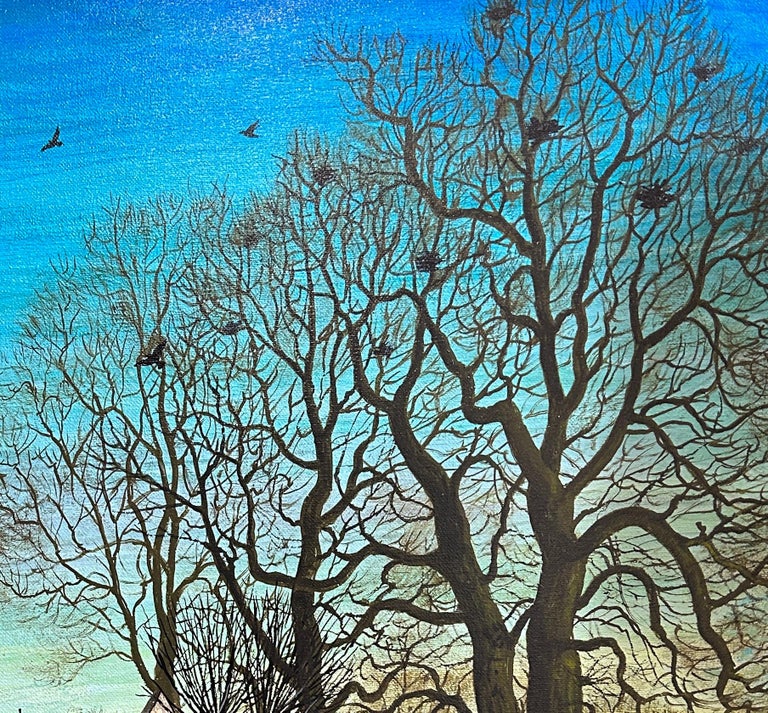 Peter Rodulfo - Surrealist Landscape Rookery Birds Church Trees ...