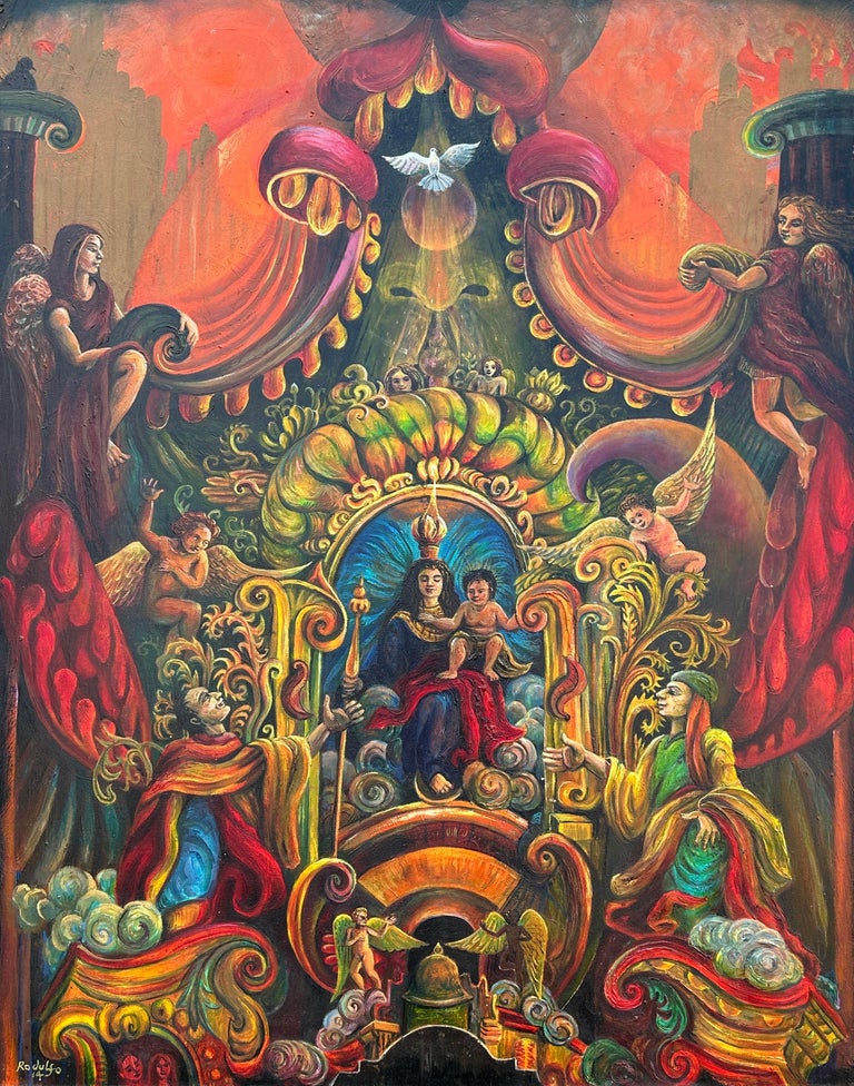Peter Rodulfo - Surrealist Magical Oil on Canvas Religious Organ ...