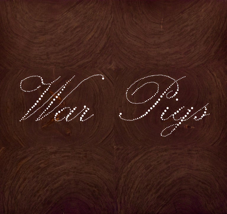 Peter Sandback - Nail Inlay Wall Piece No. 18 (War Pigs) walnut, nails ...