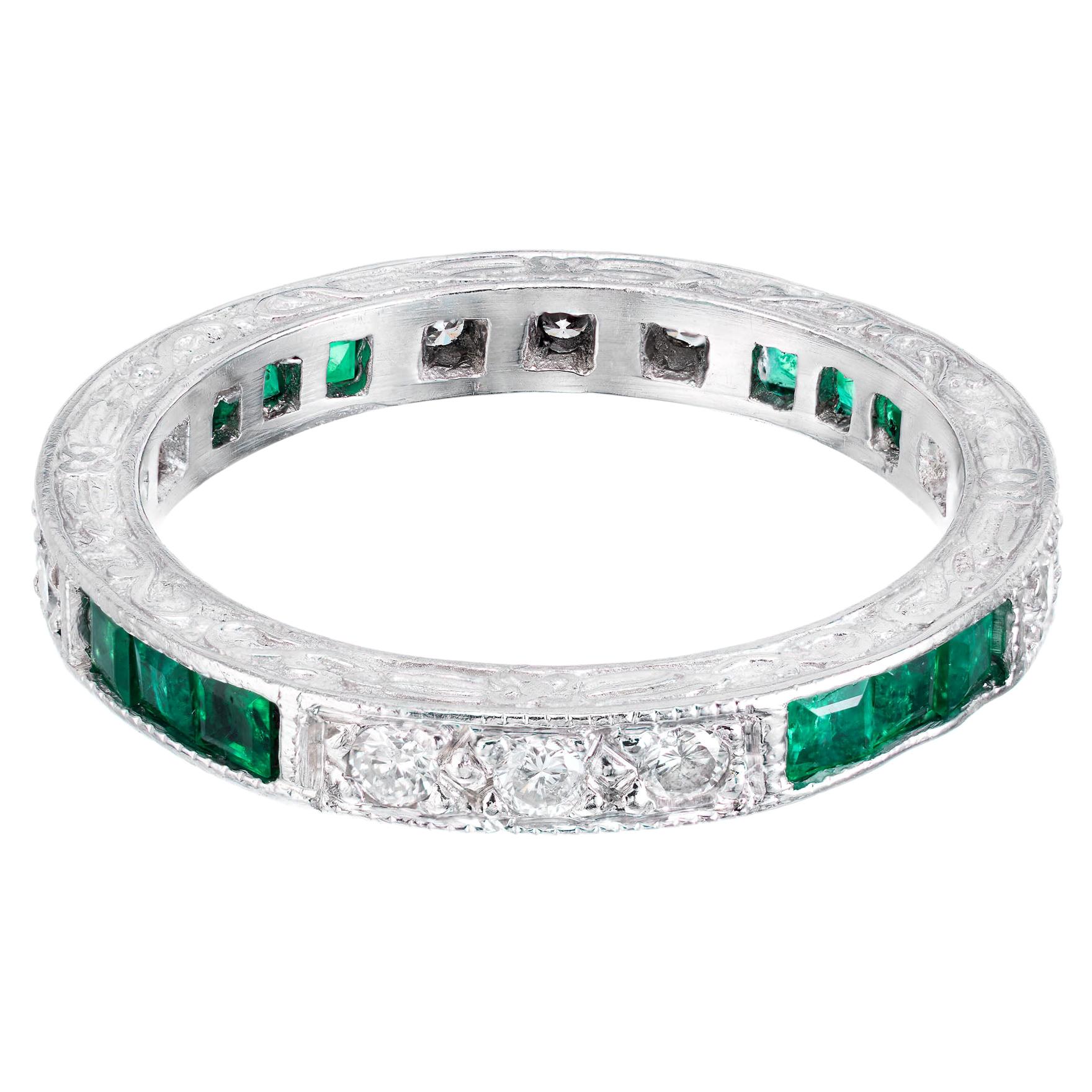 5.40 Carat Alternating Emerald and Diamond Eternity Band Ring For Sale ...