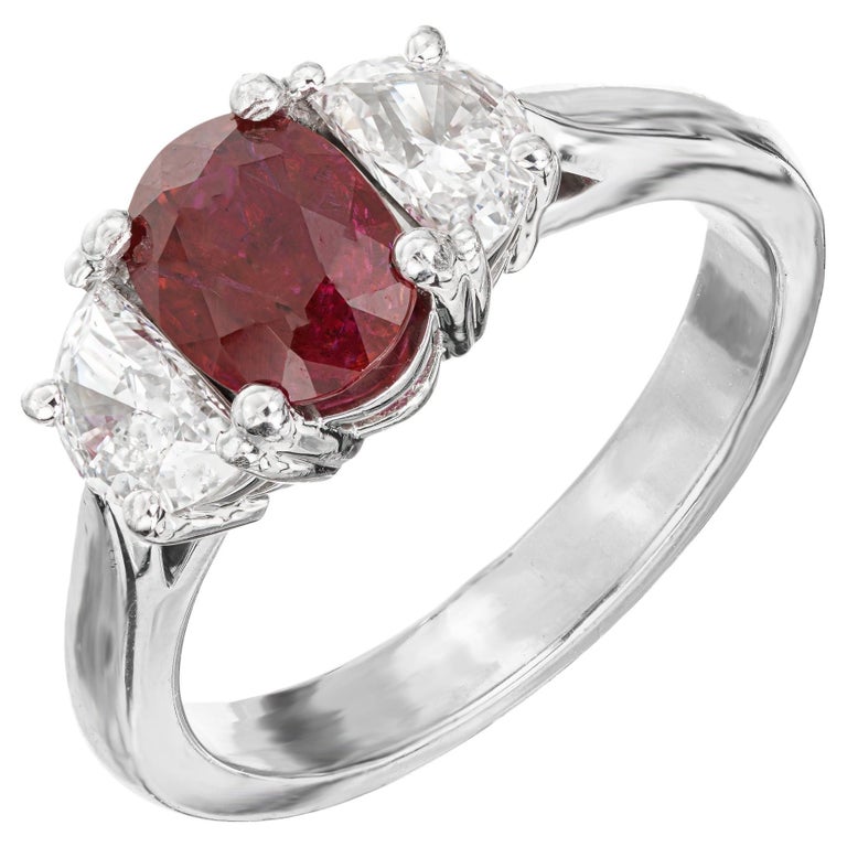 Peter Suchy GIA 1.51 Carat Oval Natural Ruby Diamond Platinum ...