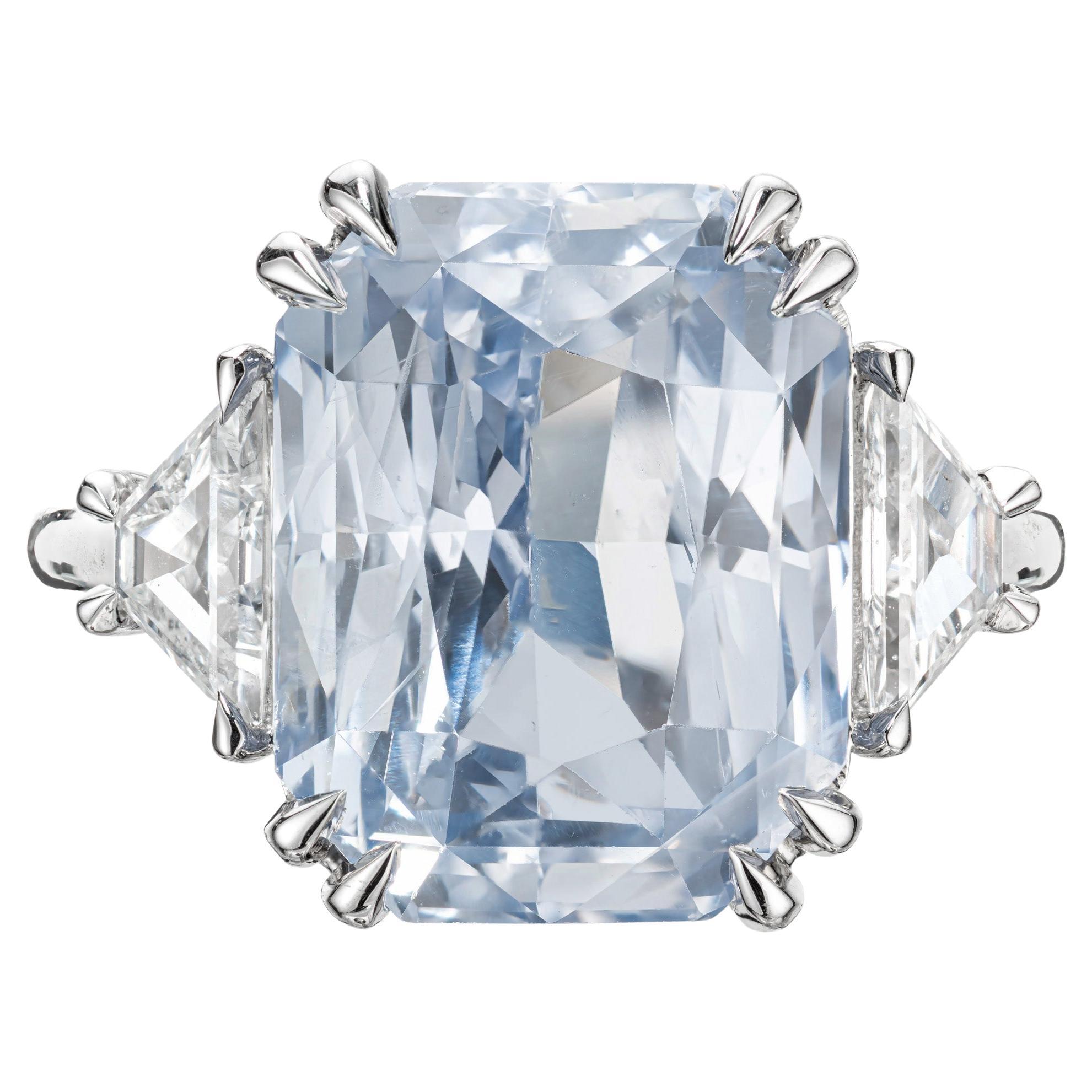 Peter Suchy 13.25 Carat Light Blue Sapphire Diamond Platinum Engagement ...