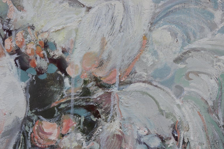 Peter Wu - “Blooming Joy” Large Abstract Pastel Floral Portrait of ...