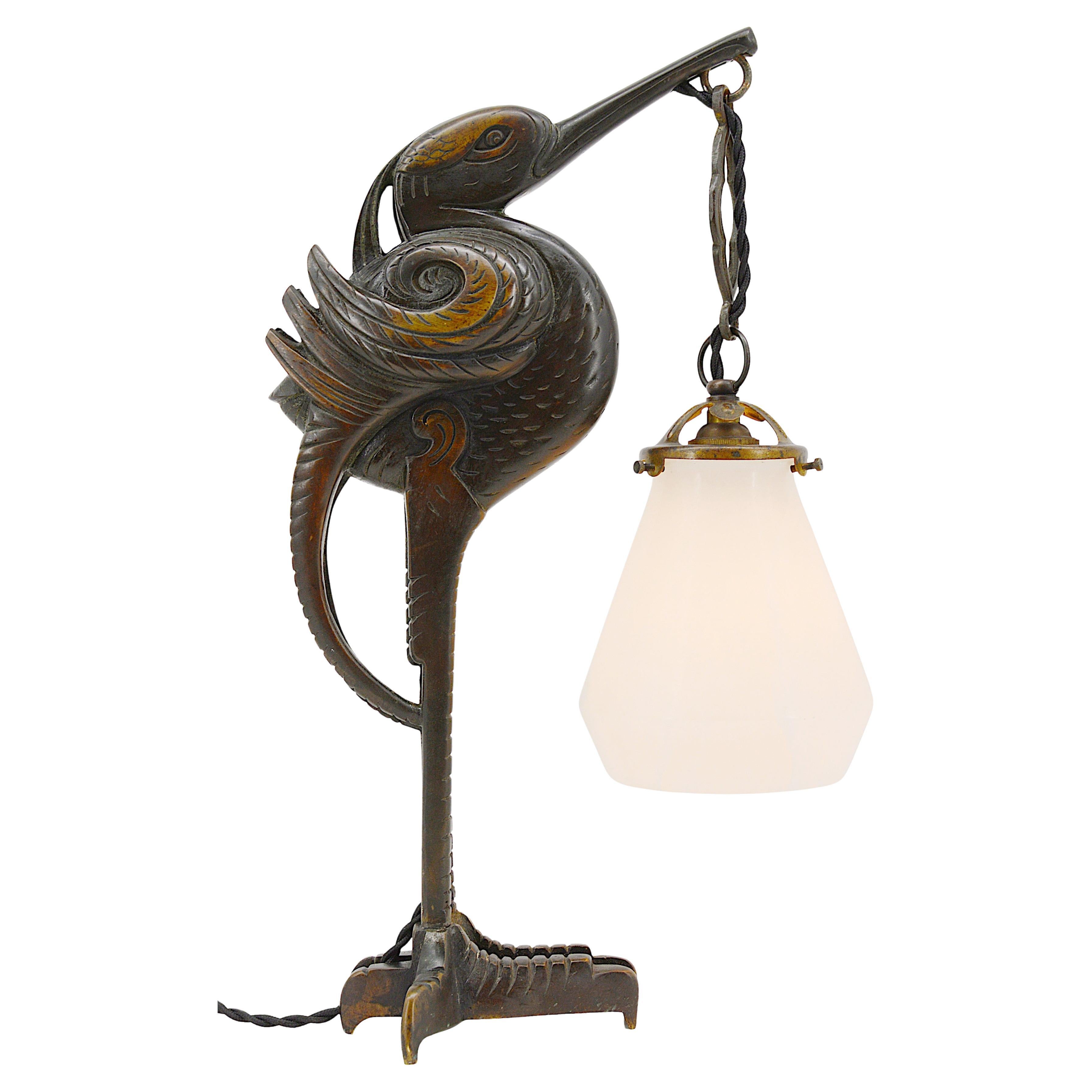 Petit-Monsigny French Art Deco Ibis Sculpture Table Lamp, 1920 For Sale ...