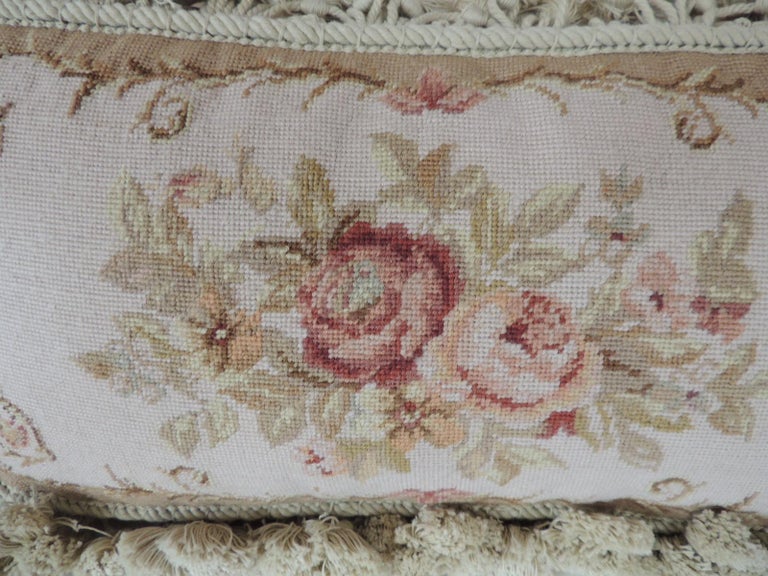 Petit Point Tapestry Floral Decorative Lumbar Pillow with Tassel ...