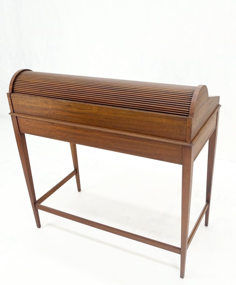 Petit Roll Top Mahogany Mechanical Desk Writing Table Tapered Legs Mid ...