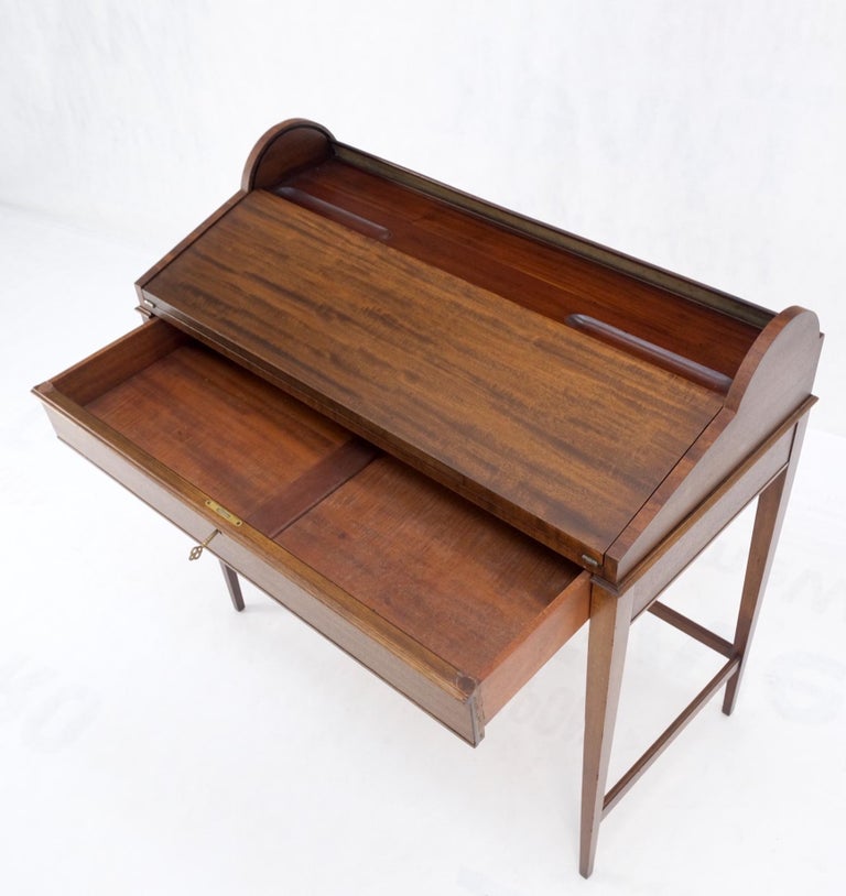 Petit Roll Top Mahogany Mechanical Desk Writing Table Tapered Legs Mid ...