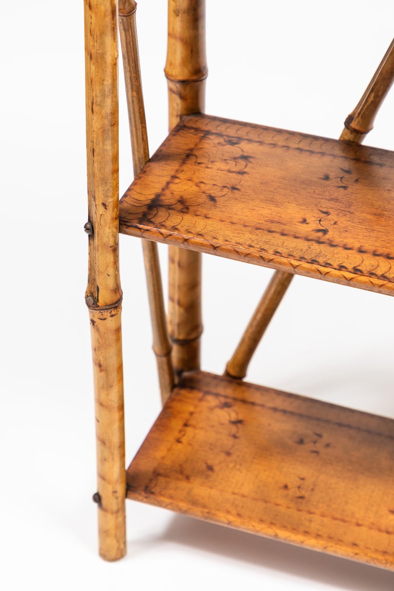 Petite Antique Bamboo 3-Tier Standing Shelf at 1stDibs