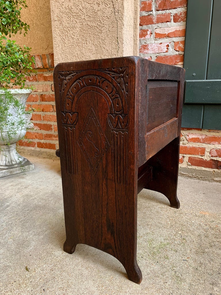 Petite Antique English Carved Oakwood Bench Child Doll Chair Teddy Bear ...