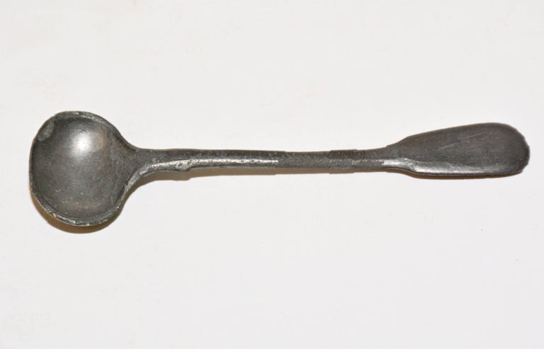 Petite Antique Pewter Mustard Spoon at 1stDibs