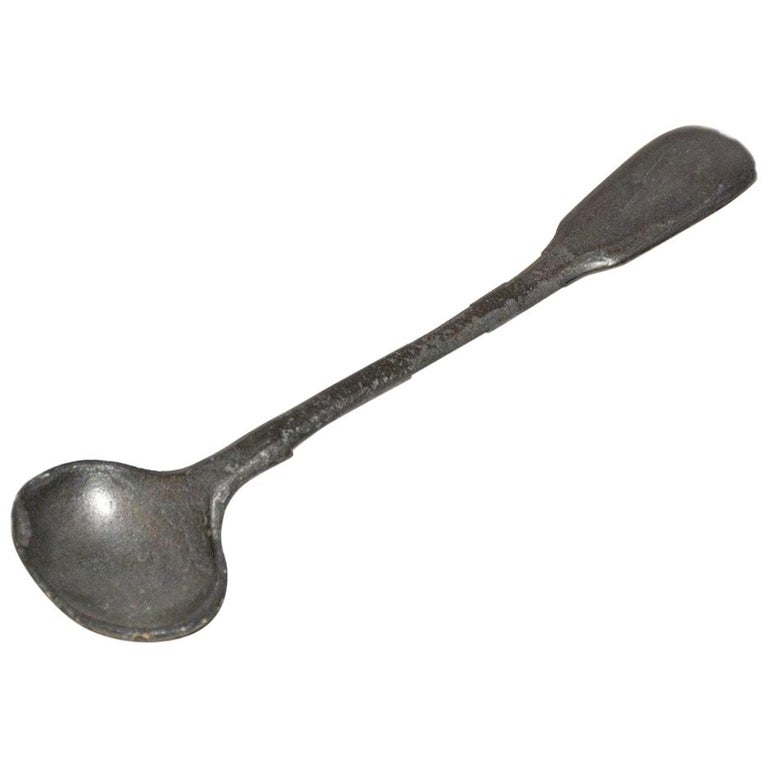 Petite Antique Pewter Mustard Spoon at 1stDibs