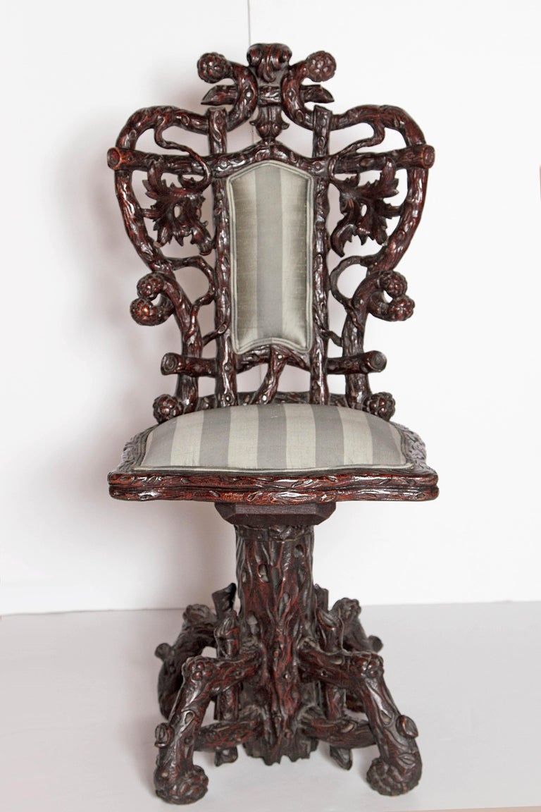 Petite Black Forest Upholstered Chair at 1stDibs