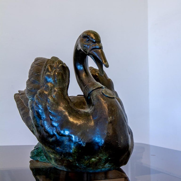 Petite Bronze Swan Fountain For Sale at 1stDibs