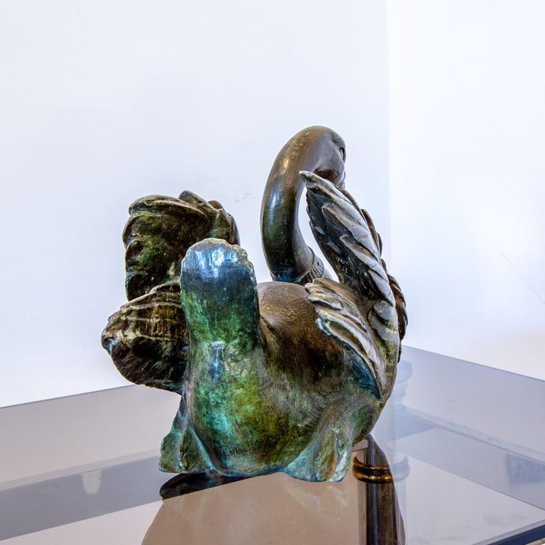 Petite Bronze Swan Fountain For Sale at 1stDibs