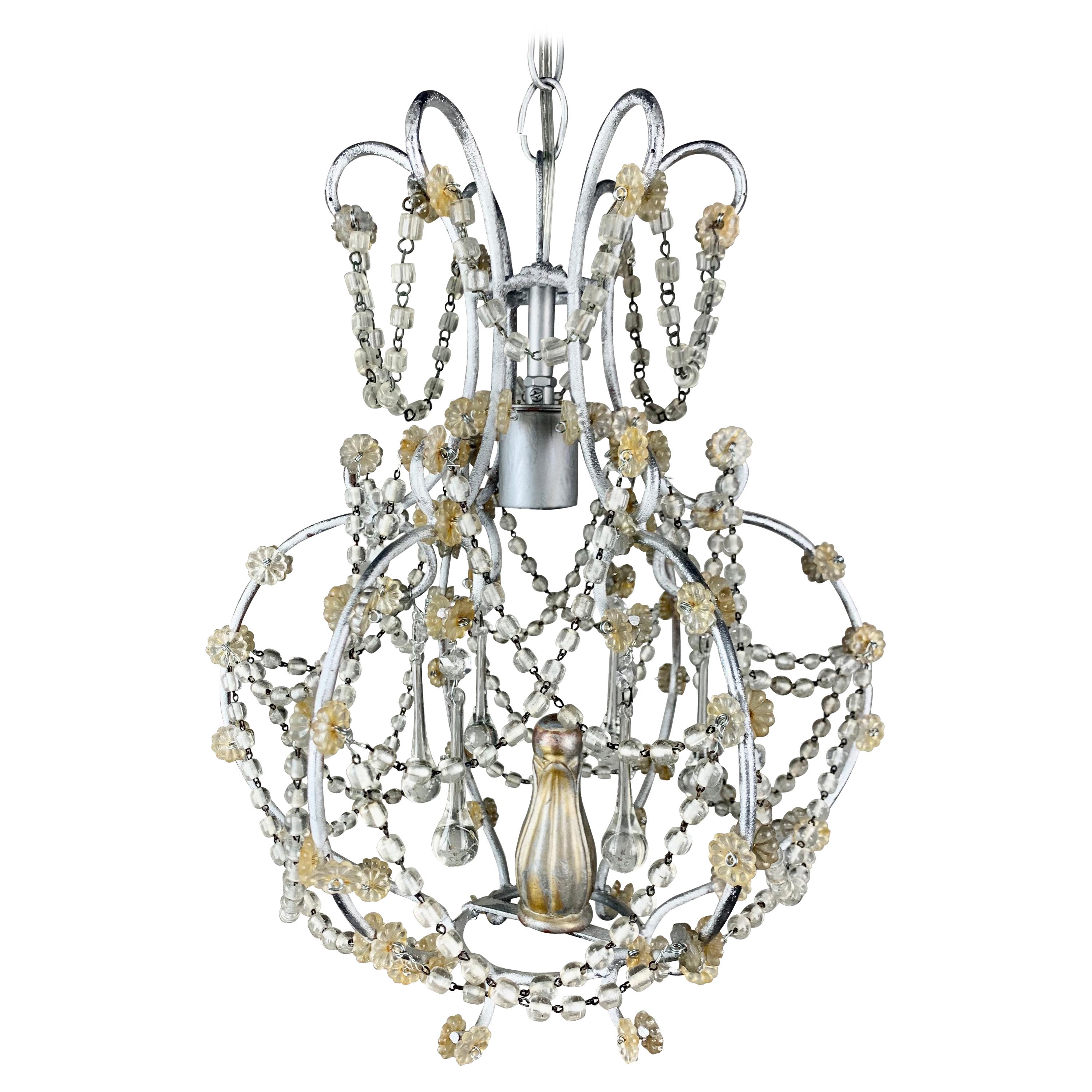 Unique Crystal Chandelier on a White Painted Frame For Sale at 1stDibs ...
