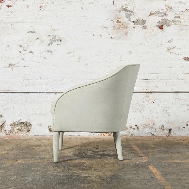 Petite Curved Back Armchair Covered in Faux Suede For Sale at 1stDibs