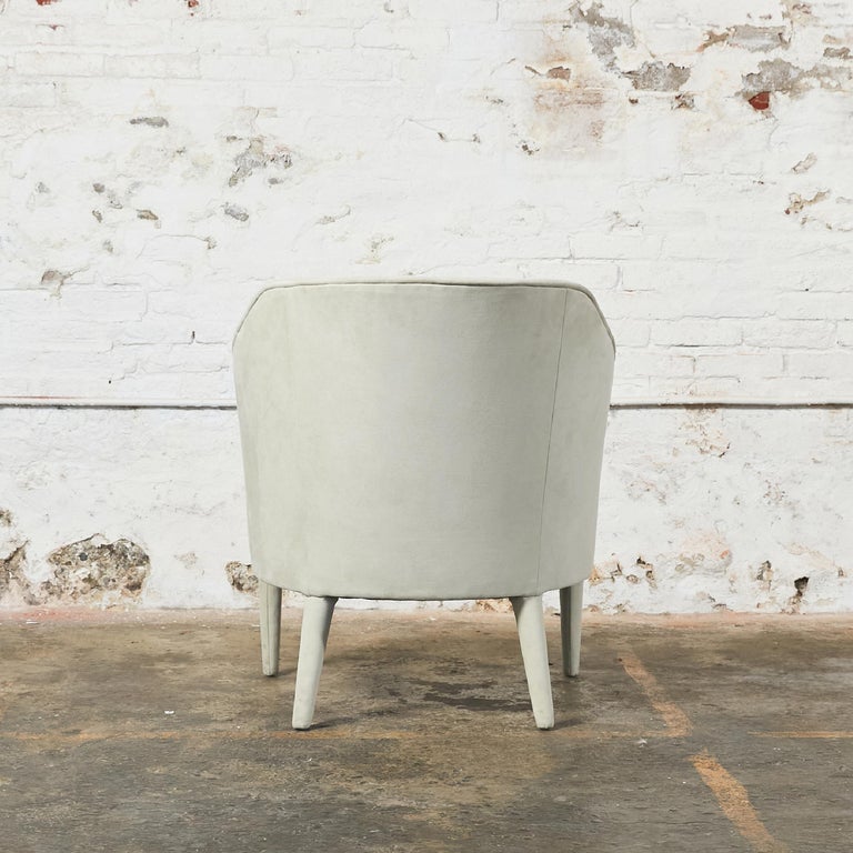 Petite Curved Back Armchair Covered in Faux Suede For Sale at 1stDibs