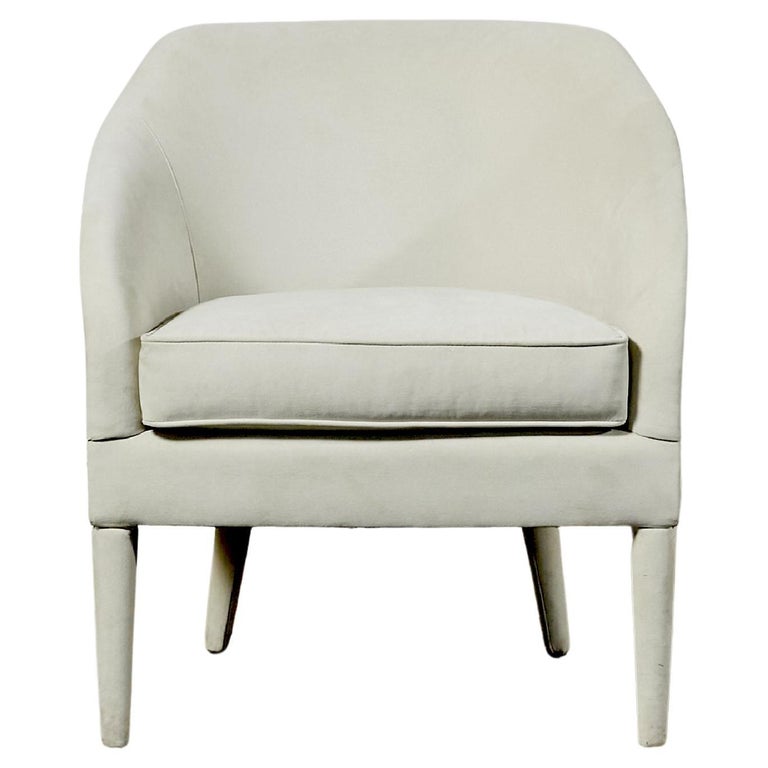 Petite Curved Back Armchair Covered in Faux Suede For Sale at 1stDibs