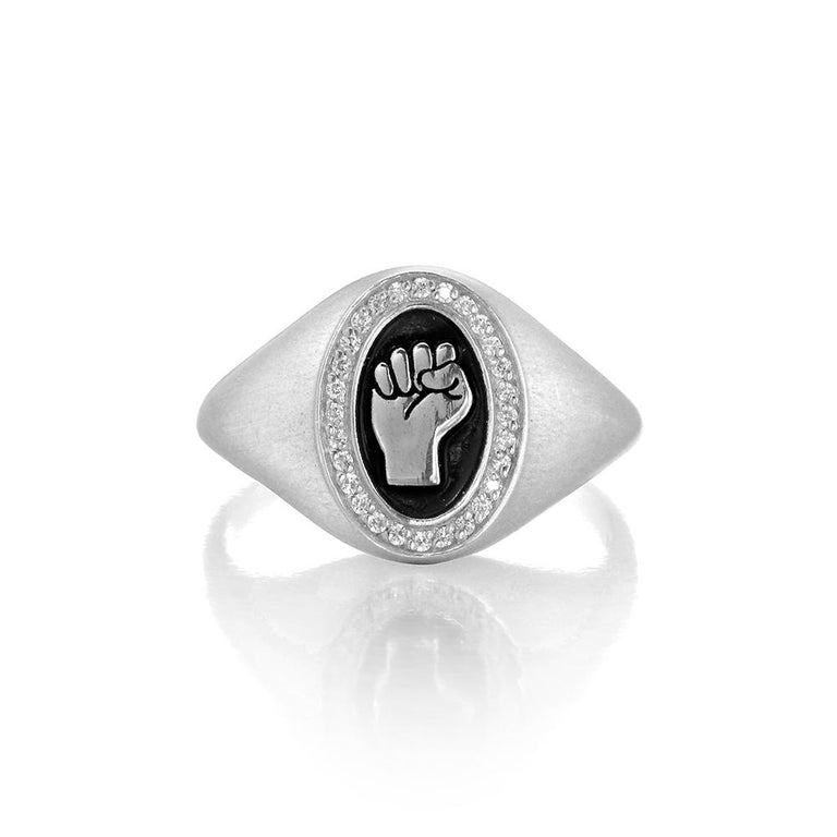 Customizable Petite Customizable 18K Yellow or White Gold Signet Ring ...