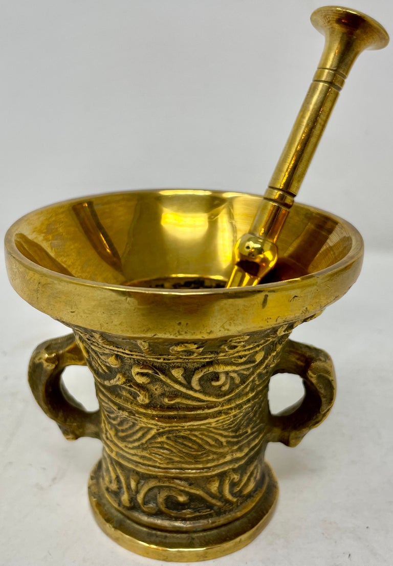 Petite Estate Solid Brass Mortar and Pestle, circa 1920-1930 For Sale ...