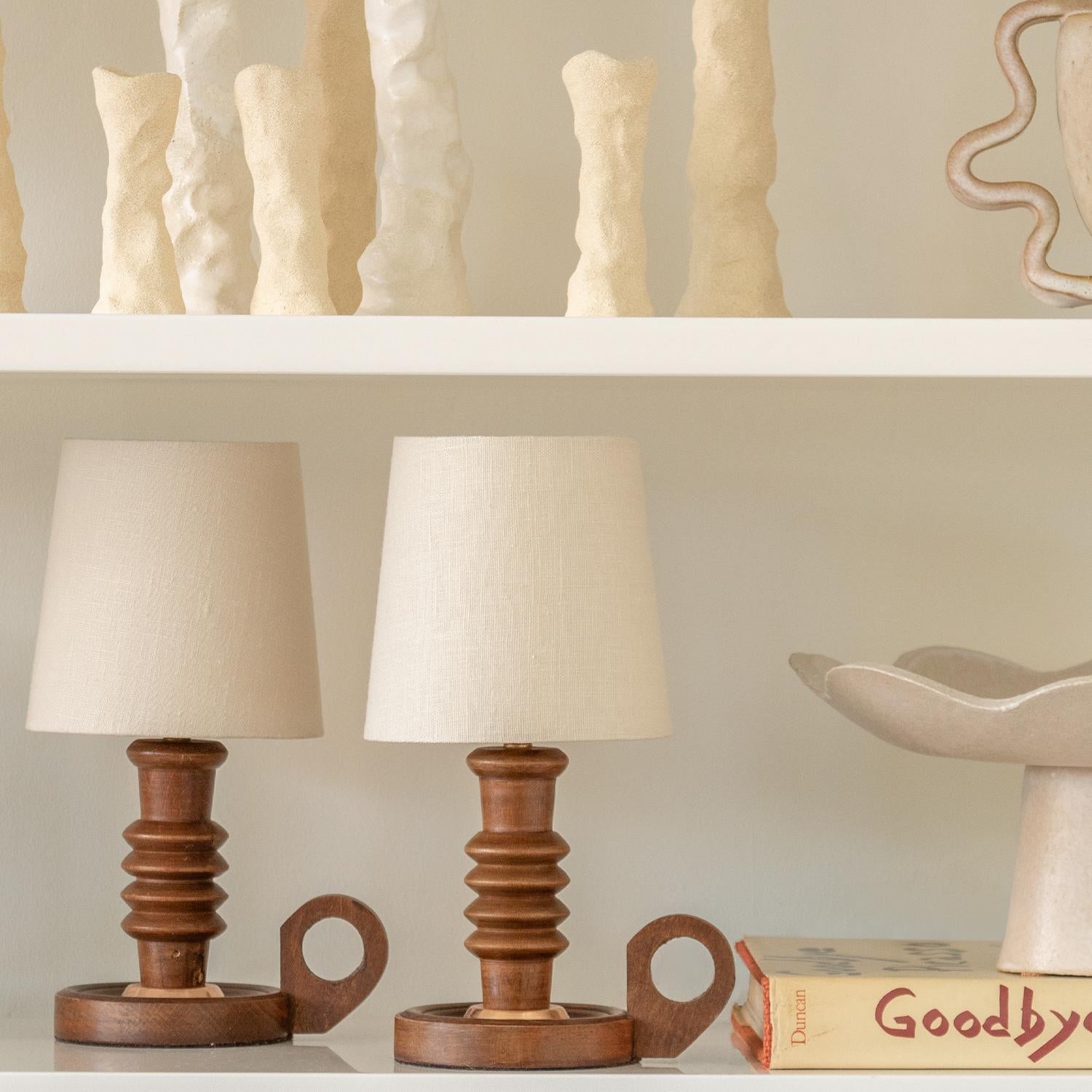 Petite French Carved Wood Lamp For Sale at 1stDibs