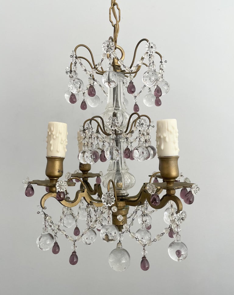 Petite French Crystal Chandelier For Sale at 1stDibs
