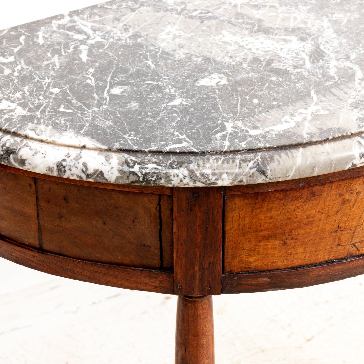 Petite French Demilune Console with Marble Top For Sale at 1stDibs